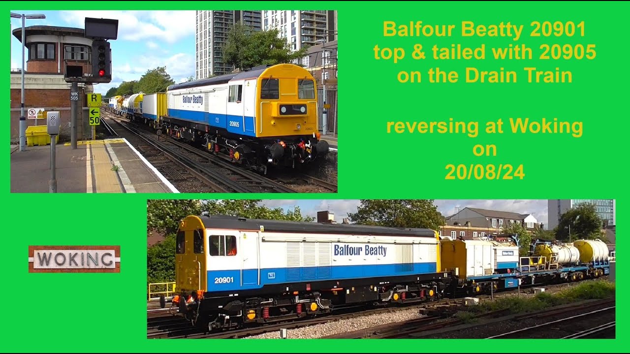 Class 20's with the Drain Train on the South West Main Line at Woking ...
