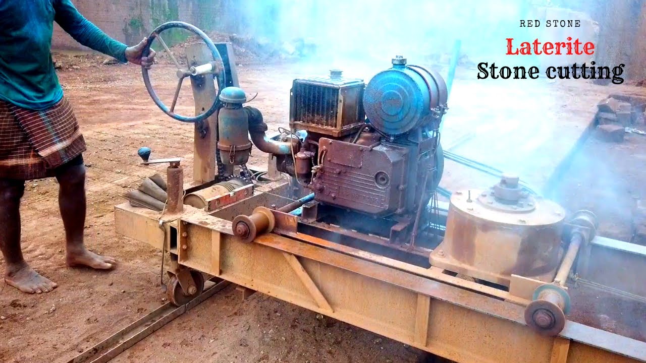 Laterite stone cutting | Red stone cutting with power tiller High speed ...