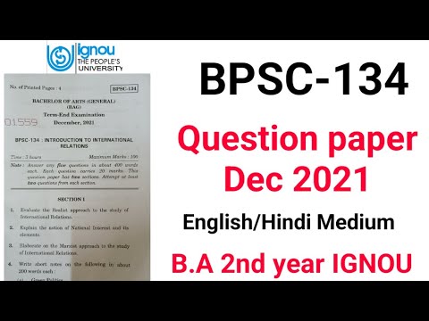 ba second year question paper || BPSC-134 ba 2nd year question paper ...