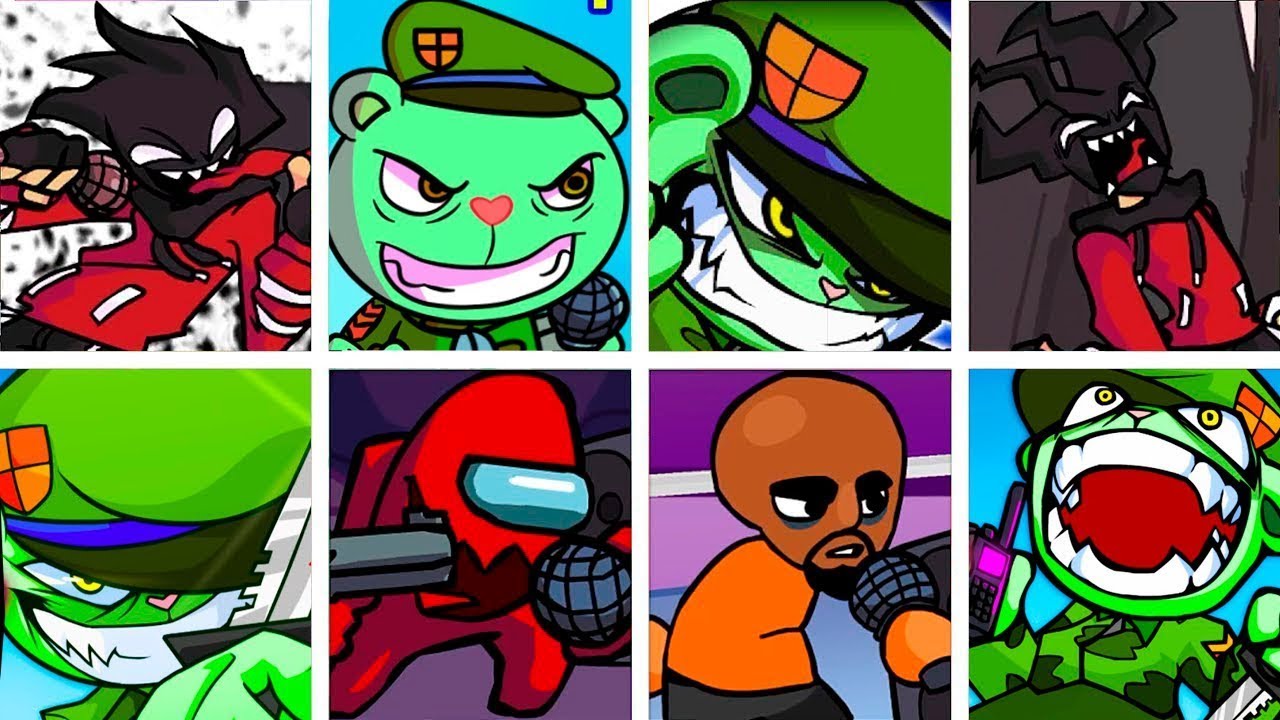 FNF Triggered Flippy But Different Characters Sing It 🎵 Everyone Sings ...