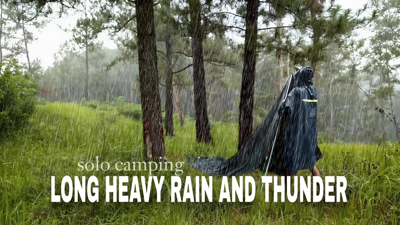 camping in long heavy rain and thunderstorm • perfect relaxing heavy ...