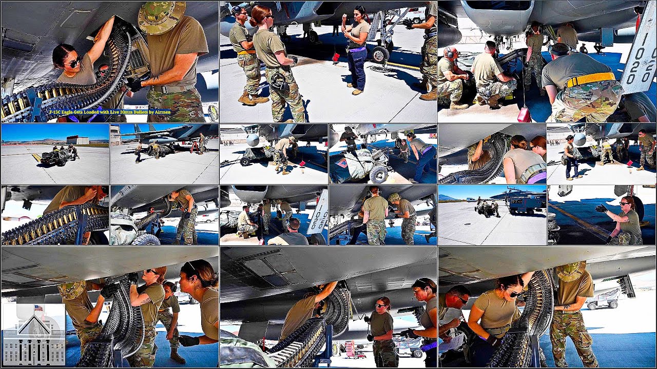 F-15C Eagle Gets Loaded with Live 20mm Bullets by Airmen - YouTube