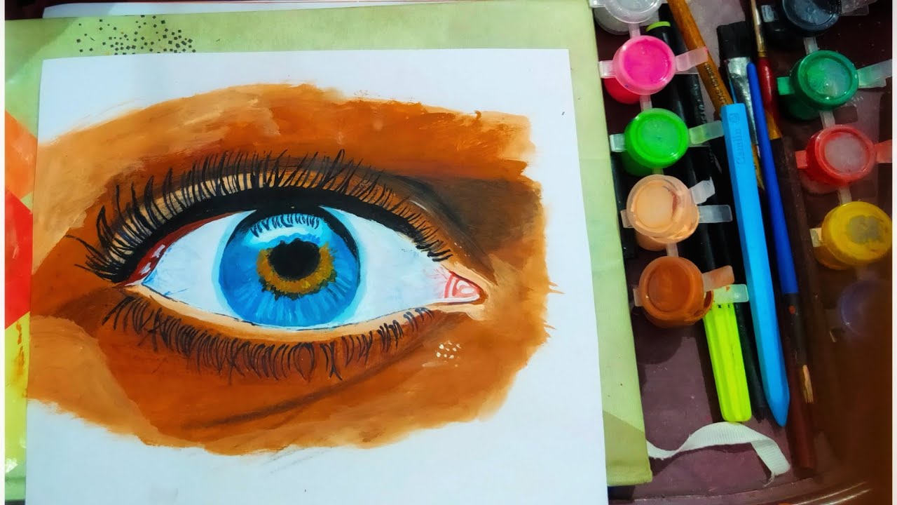Eye painting tutorial /water colours/realistic - YouTube