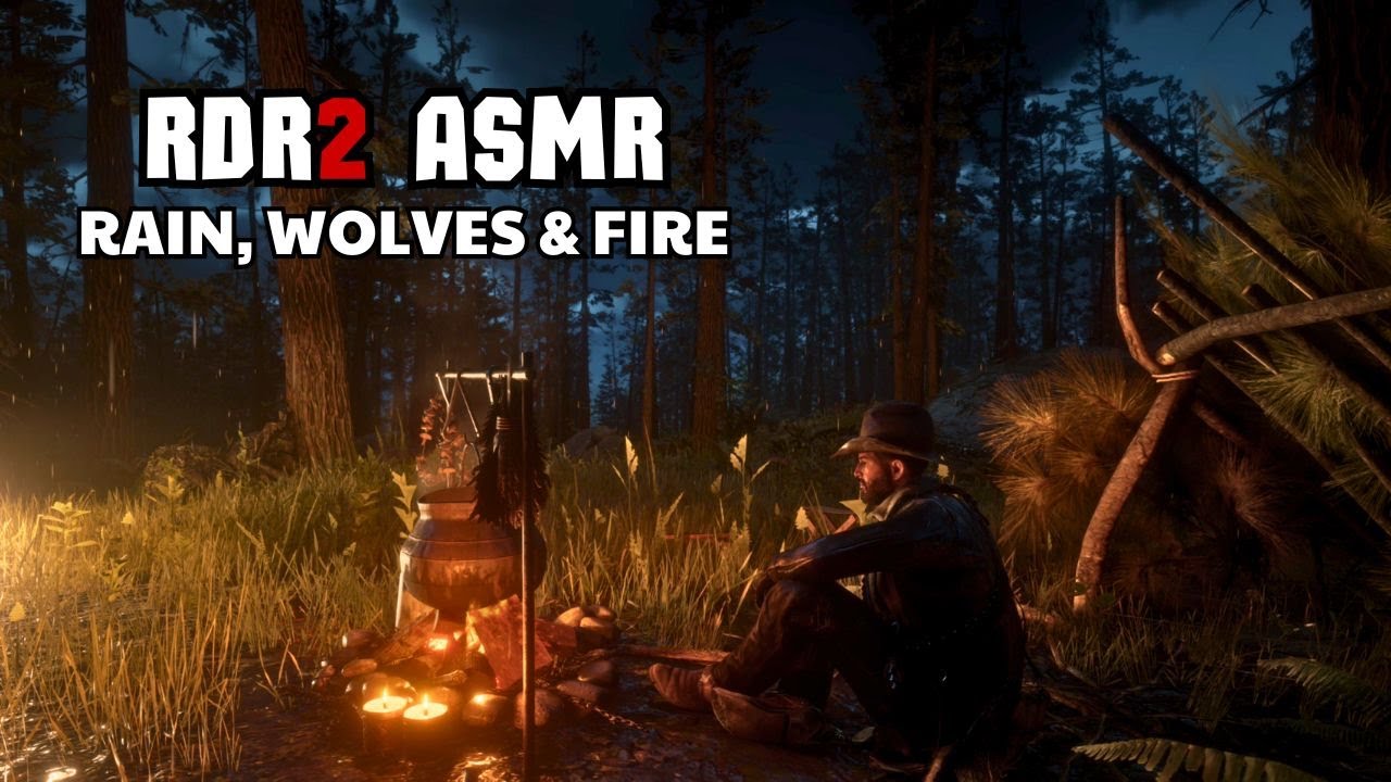 Rainy Midnight Camp in Tall Trees | RDR2 ASMR Ambience - YouTube
