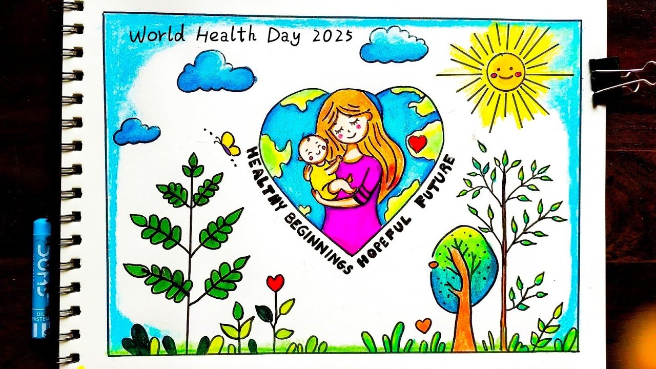 Easy World Health Day Poster Drawing | Health Awareness Art Tutorial ...