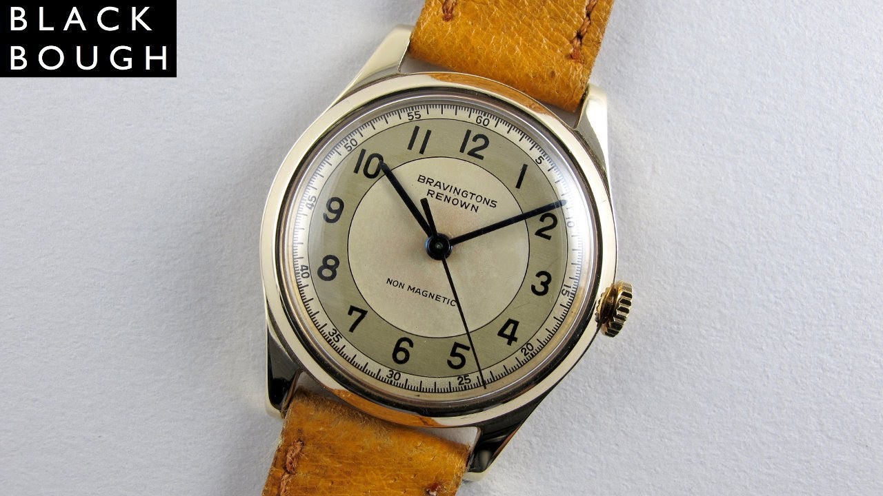 Bravingtons Renown gold vintage wristwatch, hallmarked 1954 - YouTube