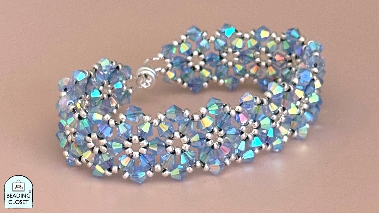 Liquid Crystal Interconnecting Hexagon Bracelet Beading Tutorial /4mm Bicone Crystals & Seed ...