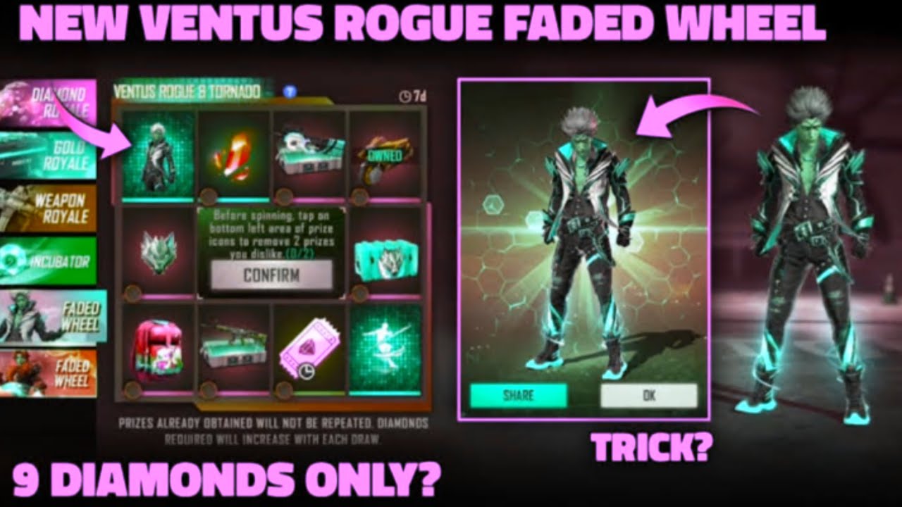Free Fire New Ventus Rogue | Tornado Faded Wheel Event | New Rampage ...