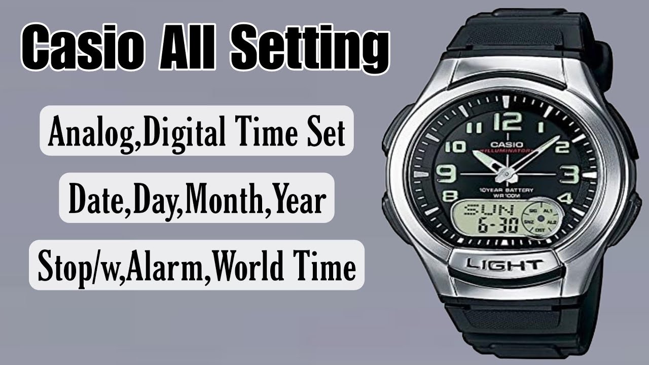 Casio aq-180w Watch Time Setting | casio analog digital watch ka time ...