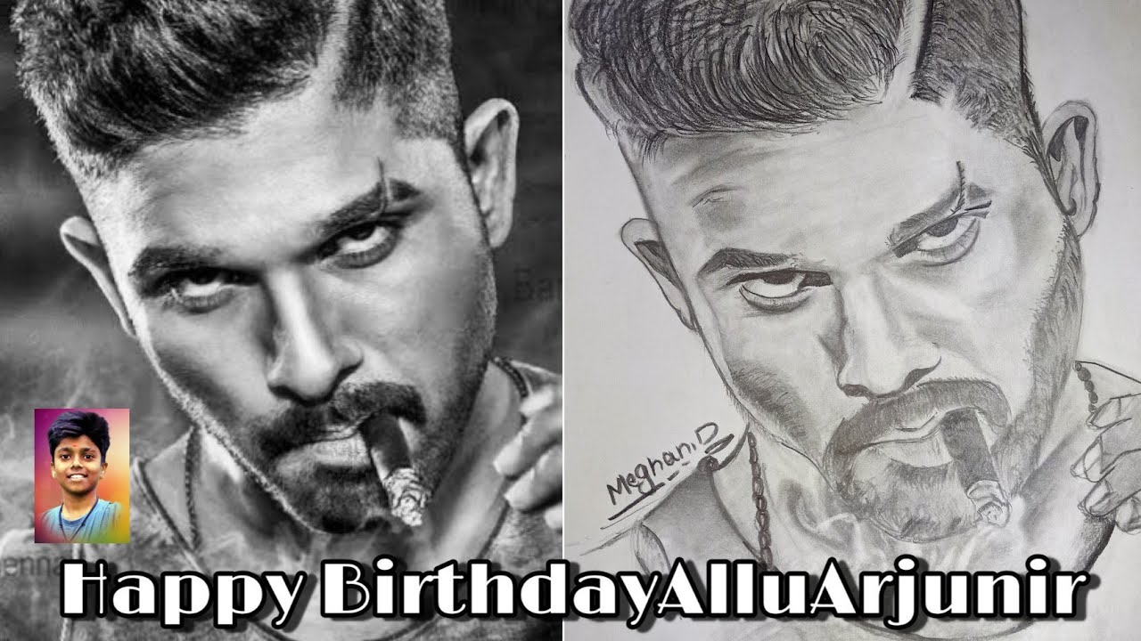 Allu Arjun how to draw allu arjun drawing - YouTube