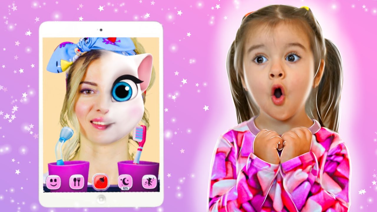 Mom like My Talking Angela in the tablet | Arina plays the game My ...