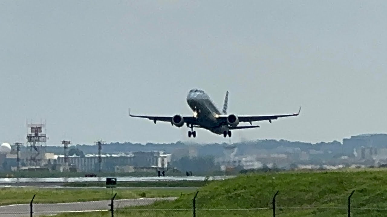 Beautiful American Eagle E175 taking off Washington DCA - YouTube