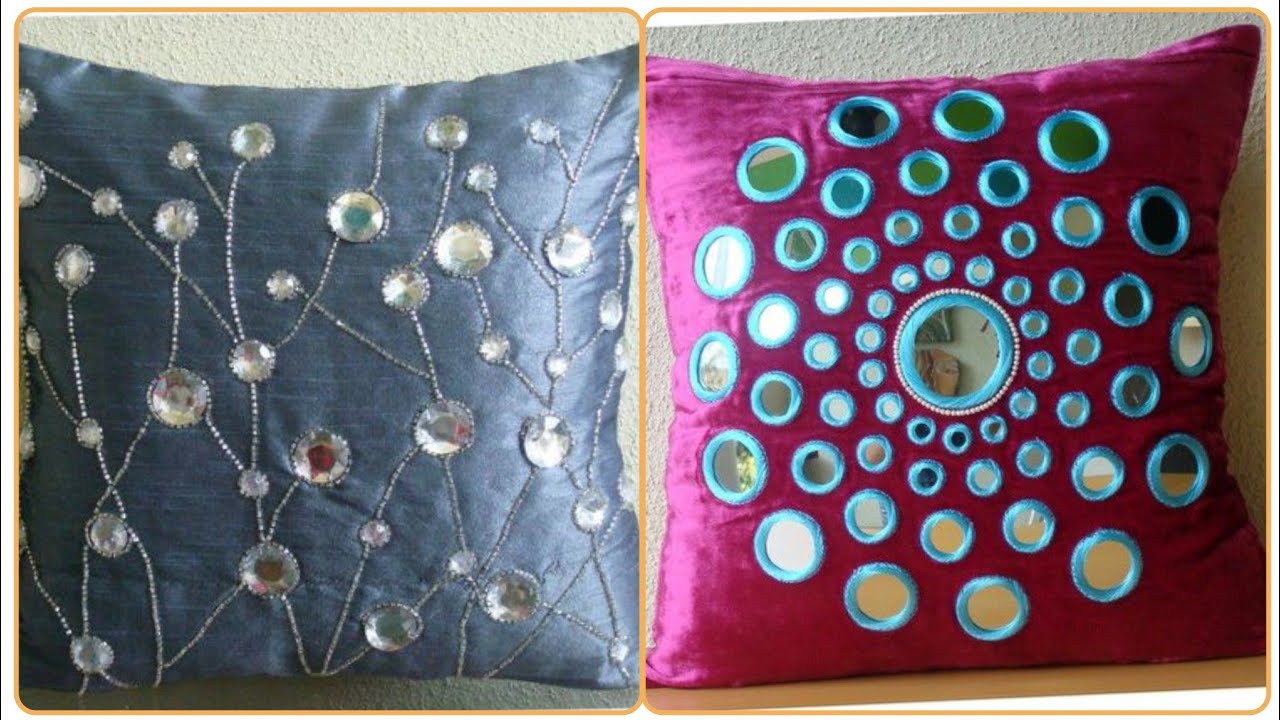 stylish & elegant mirror work cushion designs/mirror work ideas with ...