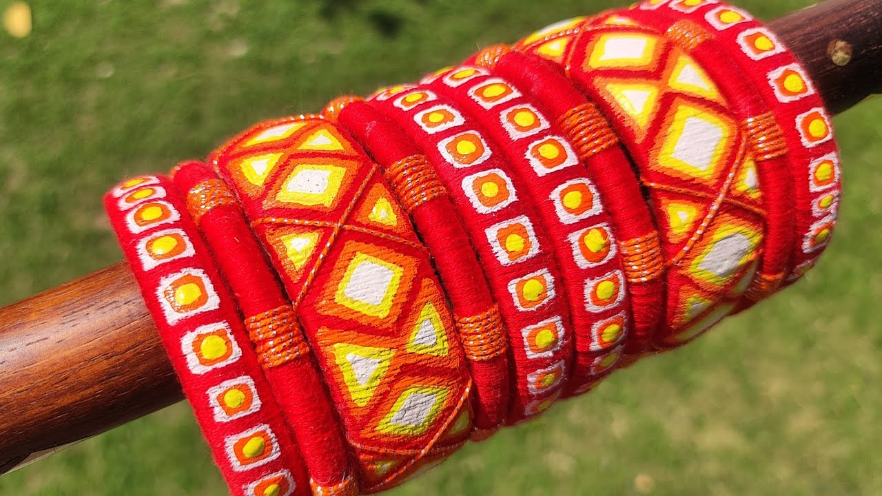 How to paint thread bangles for beginners/thread bangles making ...