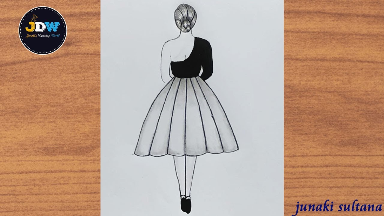 how to draw a girl with beautiful dress //girl with beautiful dress ...