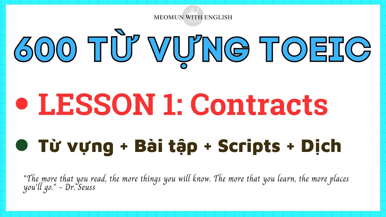 600 TỪ VỰNG TOEIC * LESSON 1: Contracts * Toeic Vocabulary * Toeic cho người mới bắt đầu - YouTube