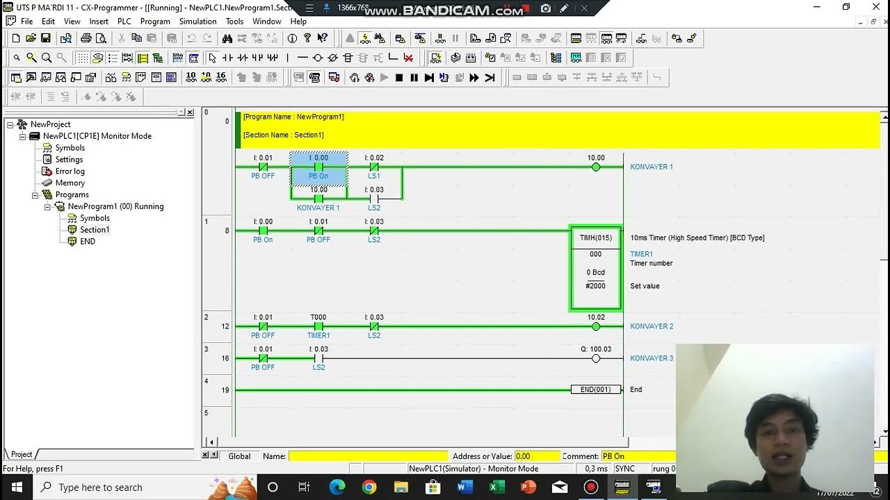 Simulasi PLC CX Progammer 3 Konveyor Dengan Limit Switch - YouTube