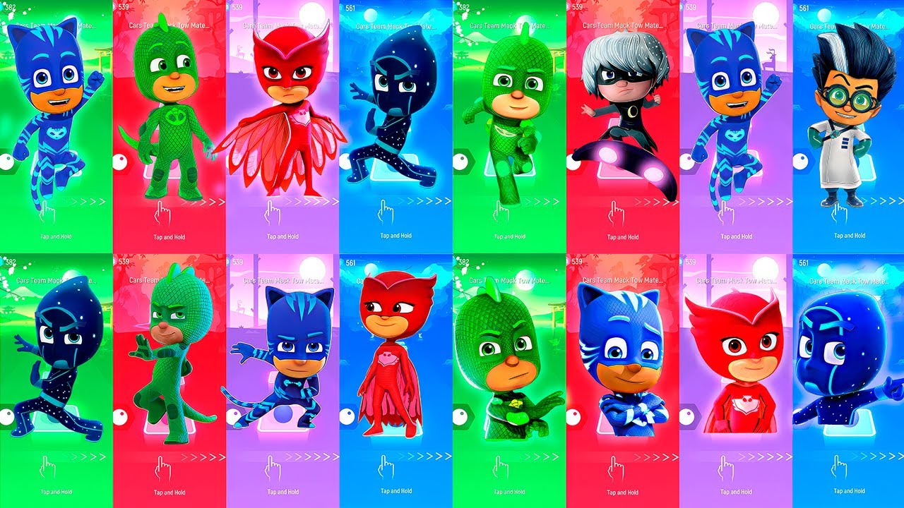 PJ Masks - Owlette🆚 CatBoy 🆚 Night Ninja 🆚 Gekko 🎶 Tiles Hop EDM Rush ...