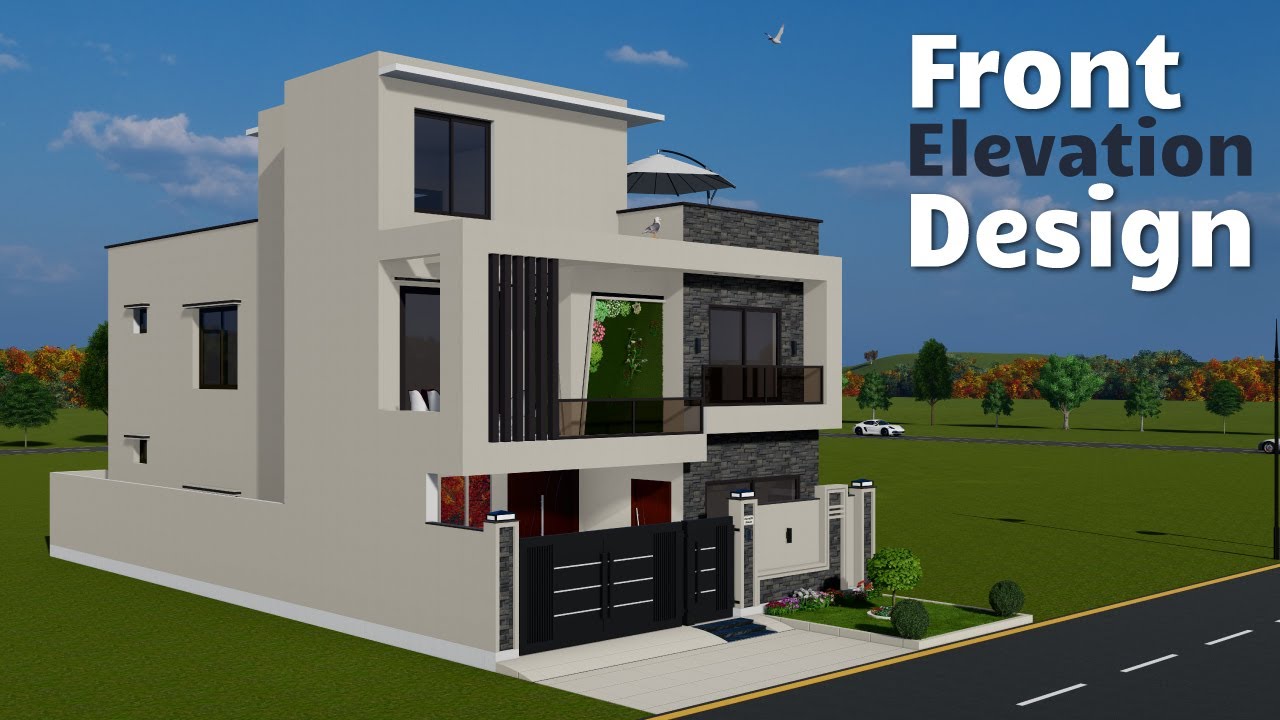 Front elevation design in Pakistan | 7 Marla House design | BuildView Architects - YouTube