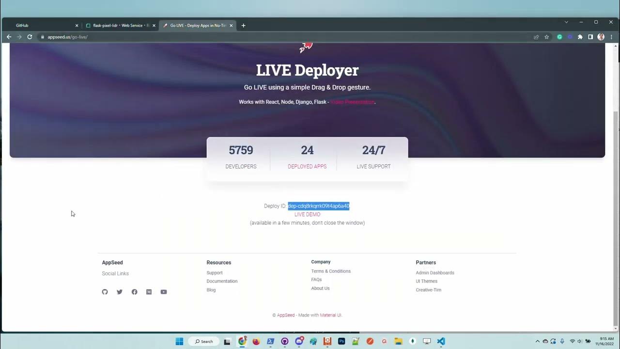 Deploy Live With Drag And Drop Flask Pixel Appseed Youtube