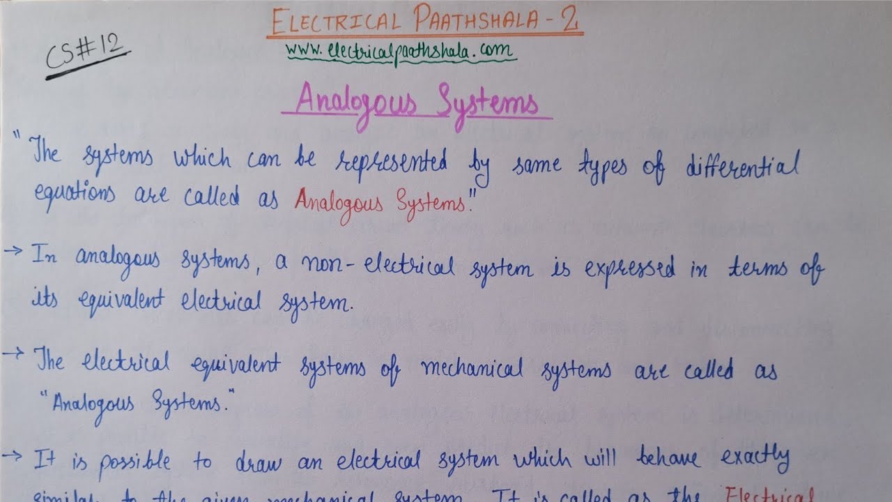 CS-12 Analogous Systems | Force - Voltage Analogy & Force Current ...