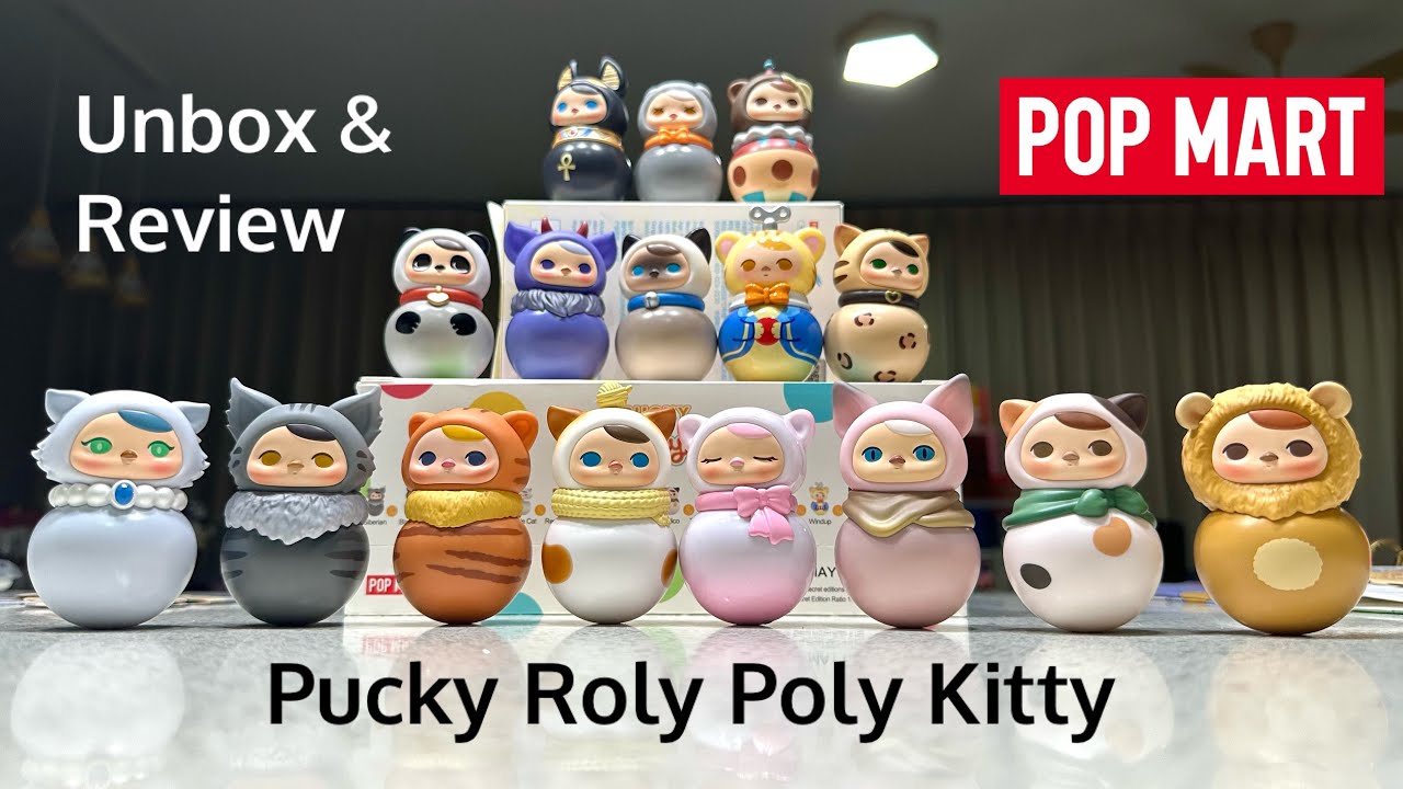 Unbox and Review Pop Mart Pucky Roly Poly Kitty Series Figures - YouTube