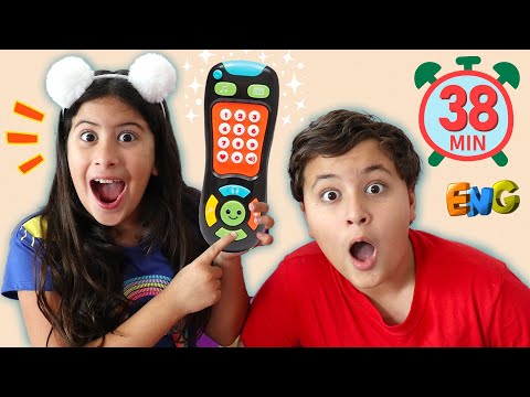 Maria Clara and JP pretend play with magical remote control