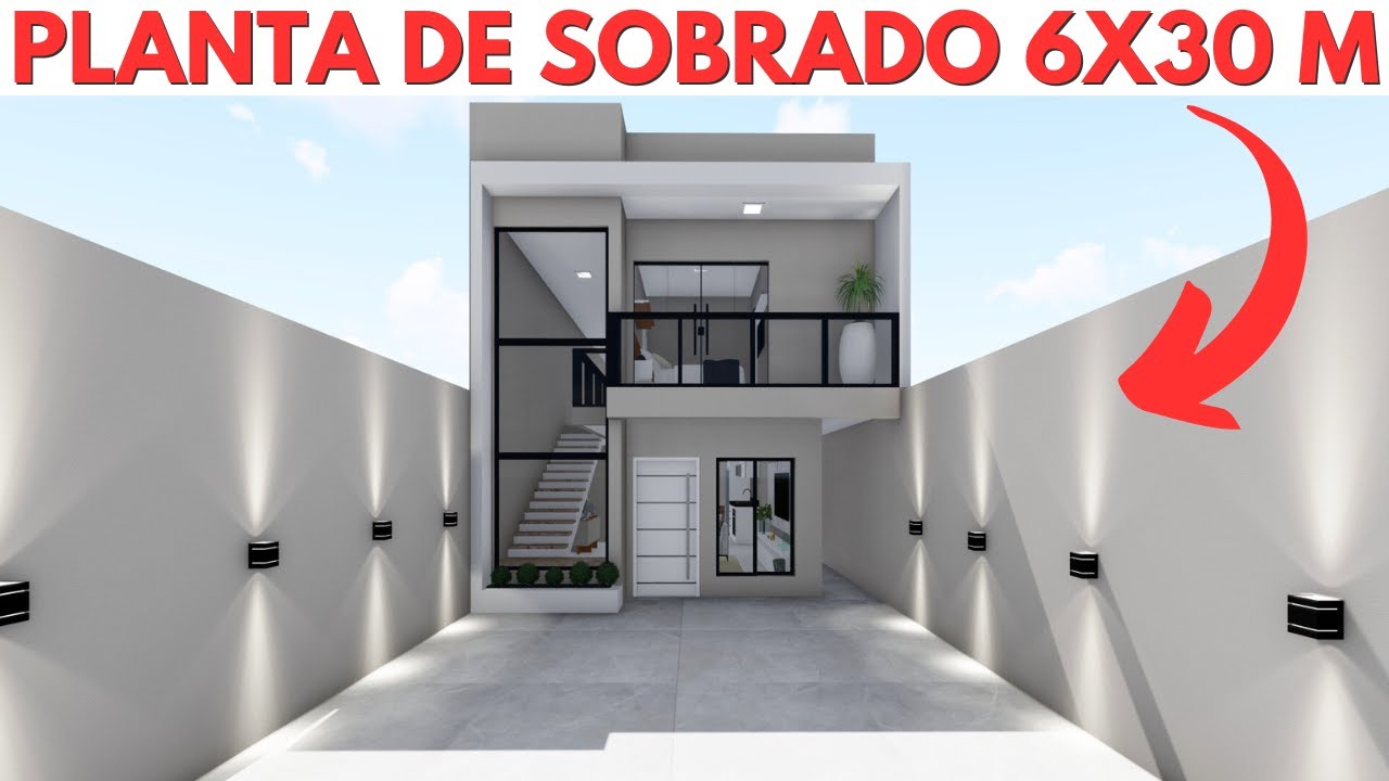 PLANTA DE SOBRADO 6X30 METROS COM 4 QUARTOS E PISCINA! - YouTube