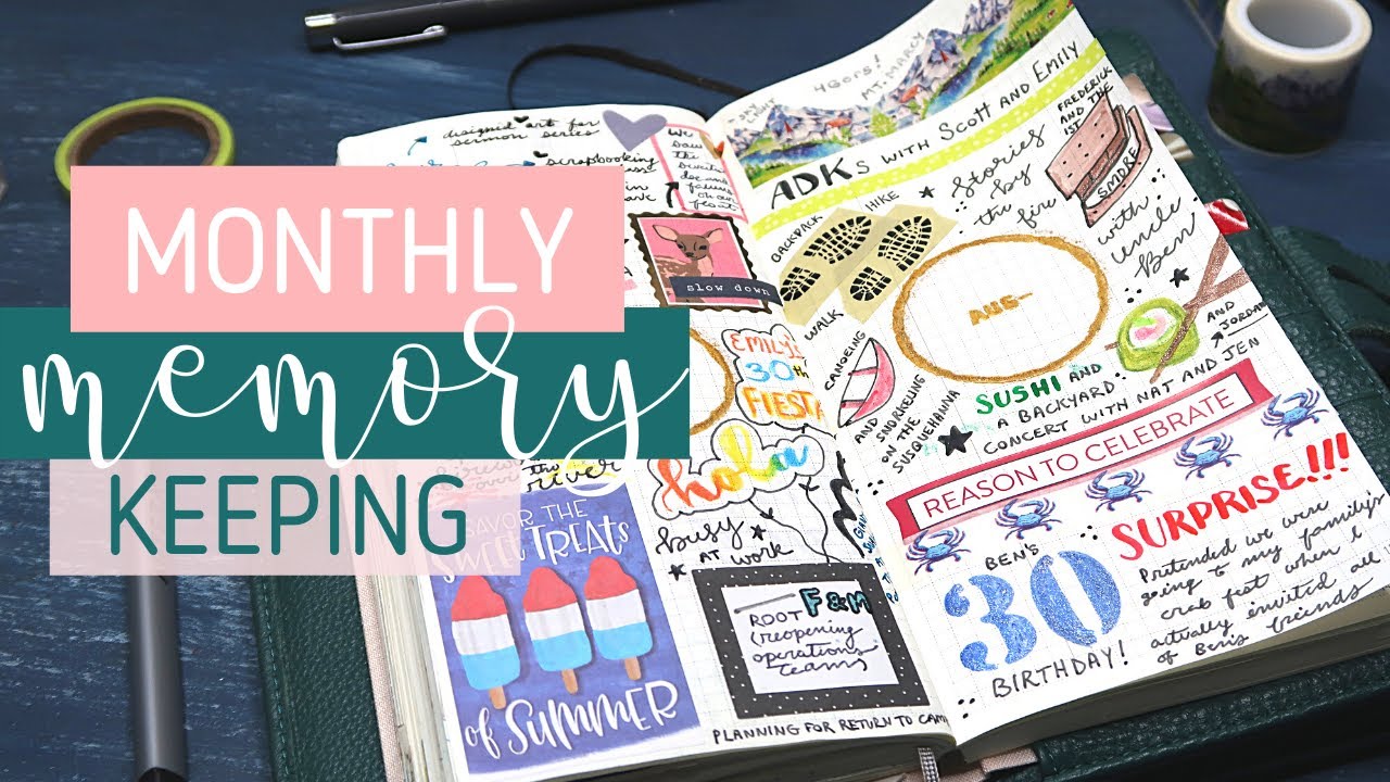 Monthly Memory Keeping // Journal With Me in My Hobonichi - YouTube