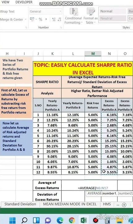 Compare Portfolio Returns using Sharpe Ratio in Excel#shorts - YouTube
