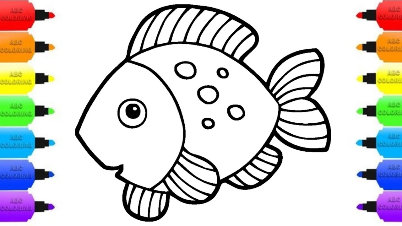 Cute Fish Drawing for kids,Colouring and drawing animals,preschool ...