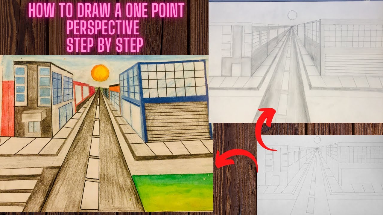 how to draw a one point perspective drawing of a city step by step for ...