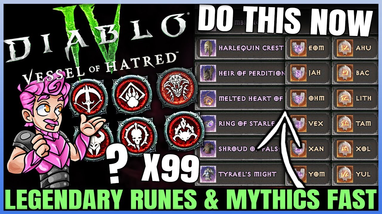 Diablo 4 - How to Get ALL Legendary Runes FAST & ANY Mythic Unique Easy ...