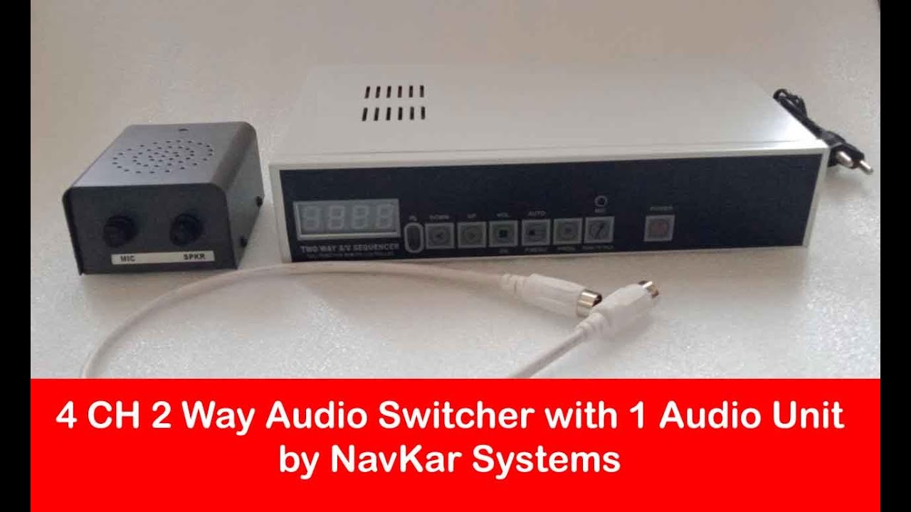 4 ch 2 way audio switcher for shops offices factories - YouTube