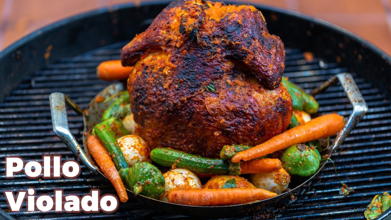 PREPARÉ UN POLLO VIOLADO RELLENO CON PIMIENTOS Y HIERBAS - YouTube