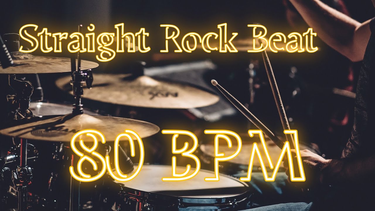 80 BPM | Straight Rock Beat | Drum Backing Track - YouTube