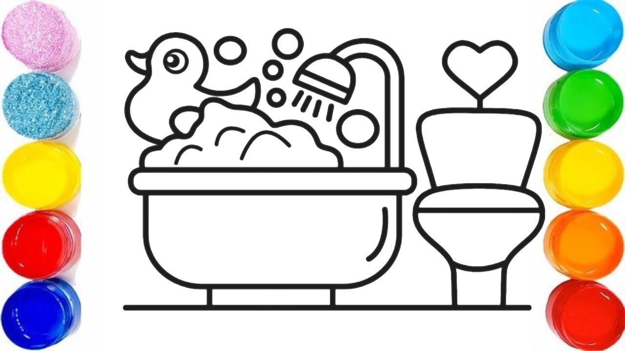 Step by step colouring of Bathing Duck 🦆 Easy painting and coloring for ...