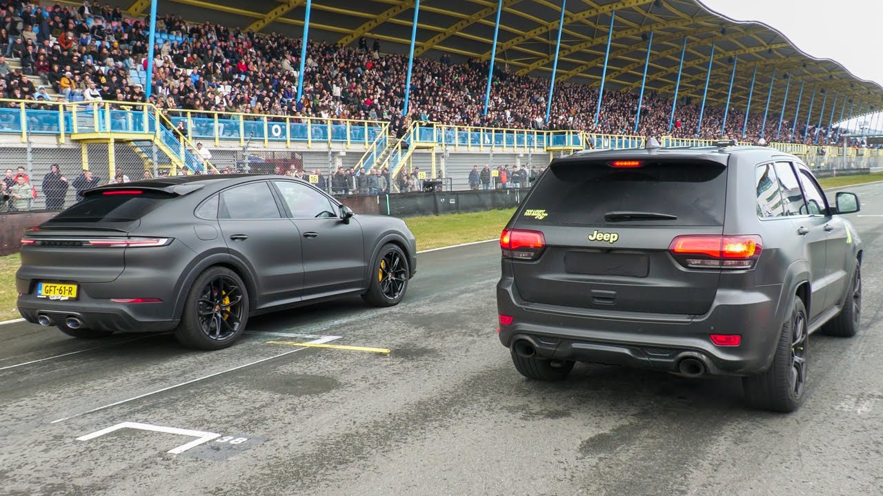 JEEP Grand Cherokee SRT-8 TRACKHAWK vs. Porsche Cayenne Turbo GT - YouTube