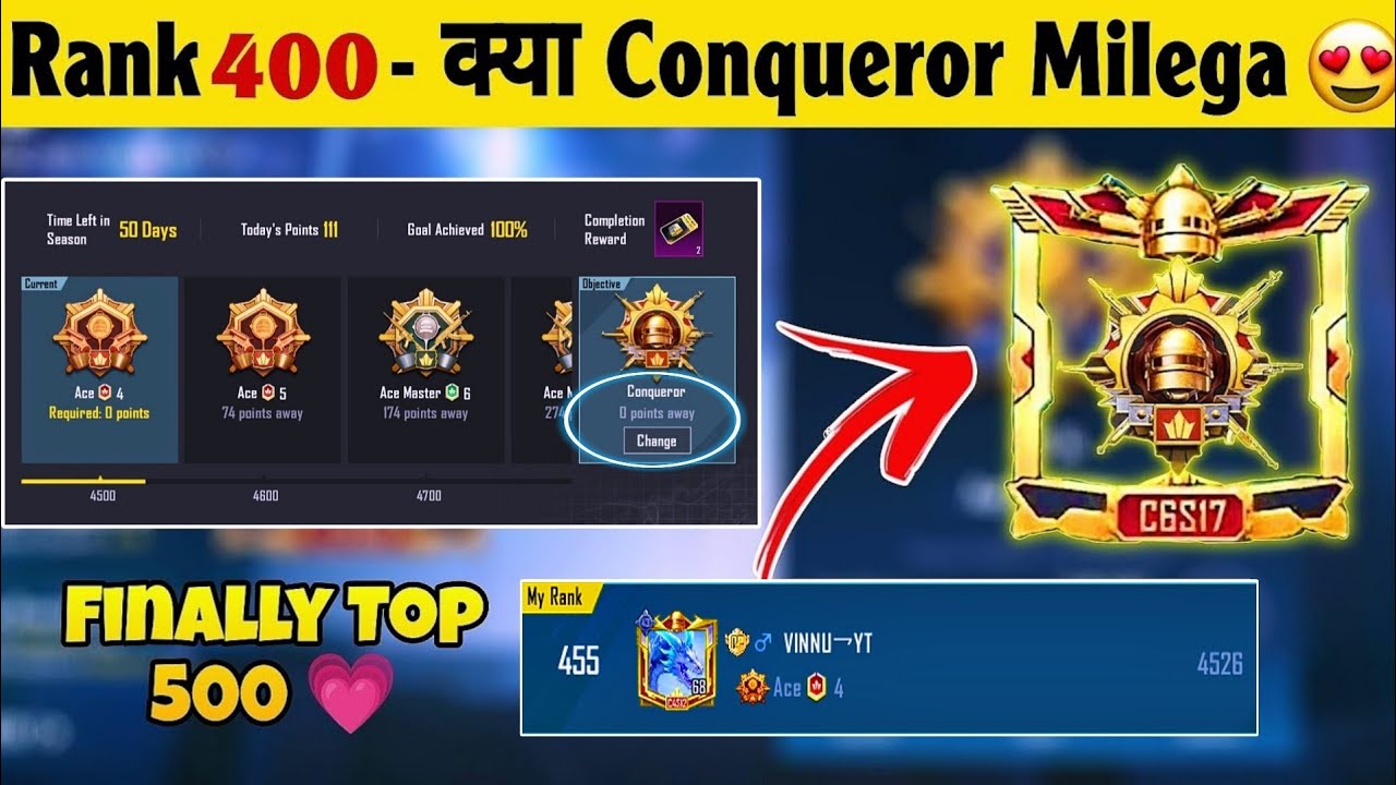 🇮🇳 DAY 08 - RANK 400 KYA CONQUEROR MILEGAA 😢 | CONQUEROR RANK PUSH TIPS ...