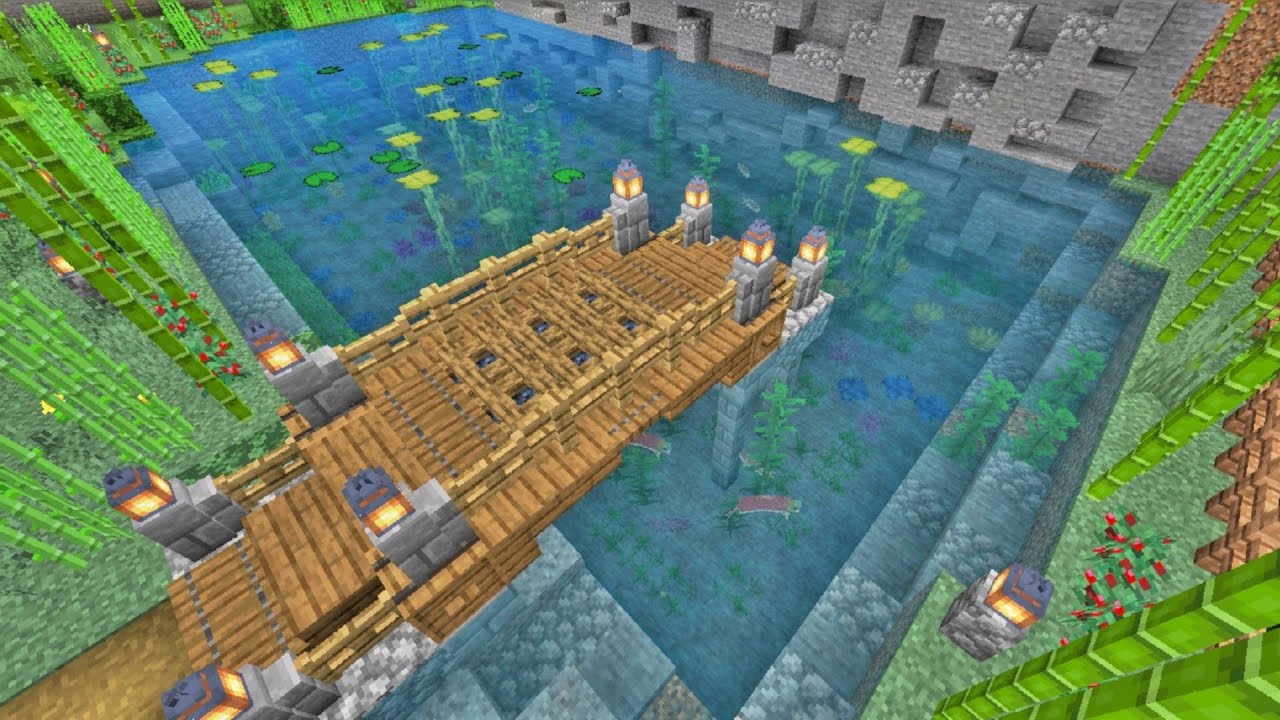 how to build a fishing bridge in minecraft - YouTube