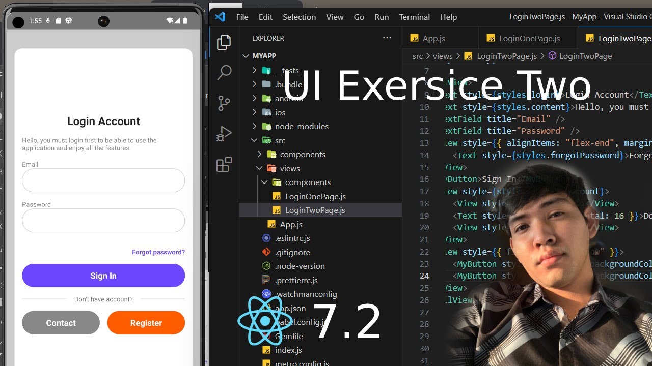 React Native Khmer 7.2 UI Exercise Two - YouTube