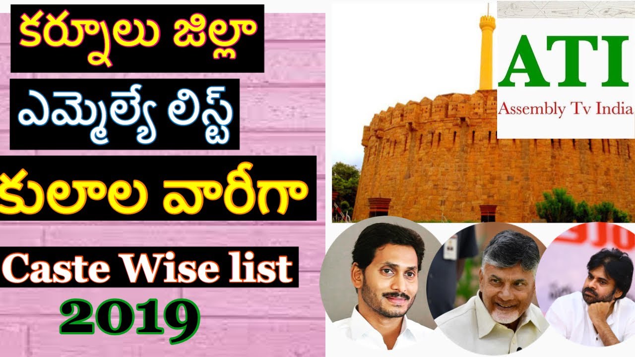 Kurnool District MLA List Caste Wise Caste Wise AP Elections 2019