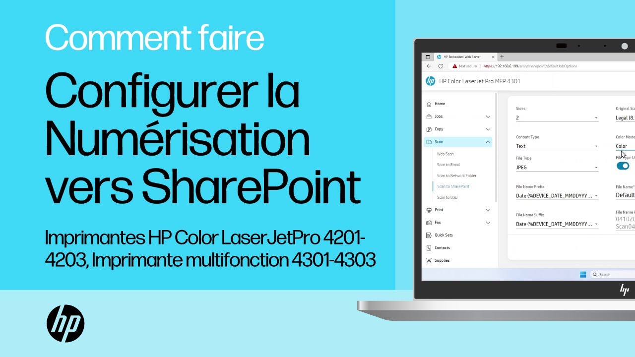 Configurer Numérisation vers SharePoint sur impr HP Color LaserJet Pro ...