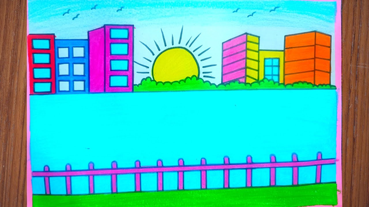 How to draw city scenery drawing easy for beginners #City scenery ...