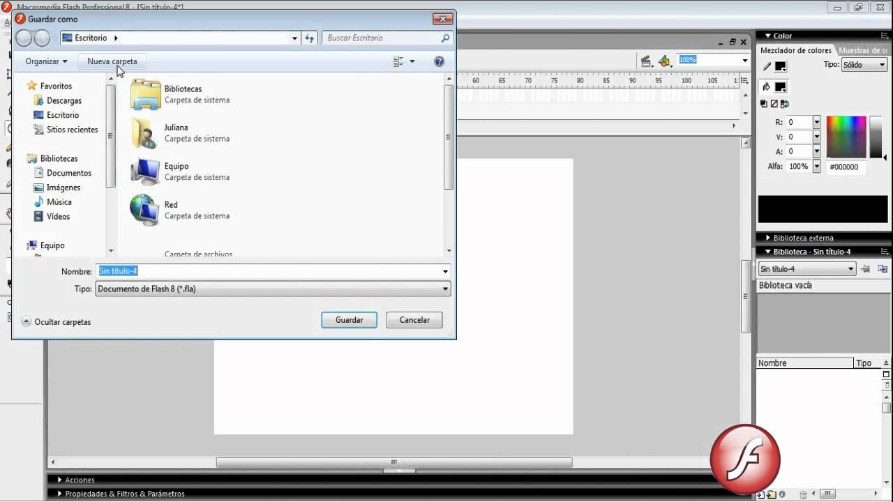 Tutorial 5 - Como guardar un documento Flash - YouTube