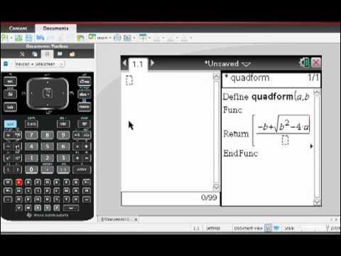 TI-Nspire CX Mini-Tutorial: Quadratic Formula Template - YouTube