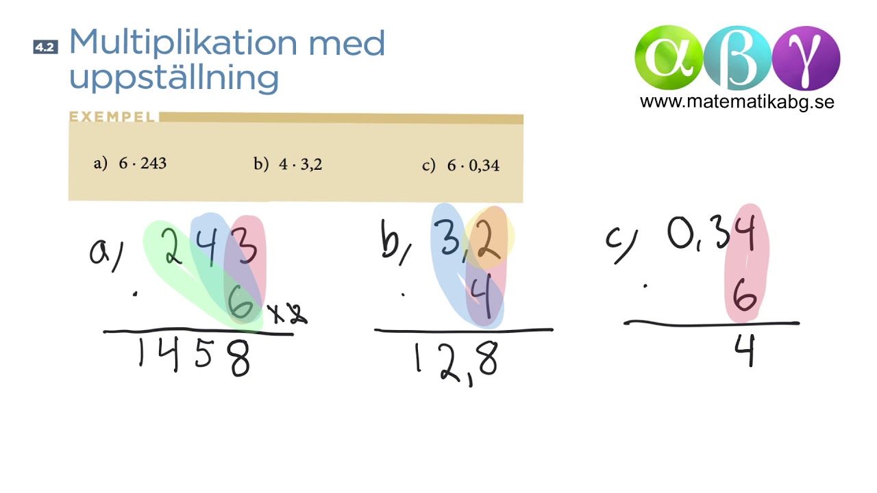 B 4.2 Multiplikation med uppställning - YouTube