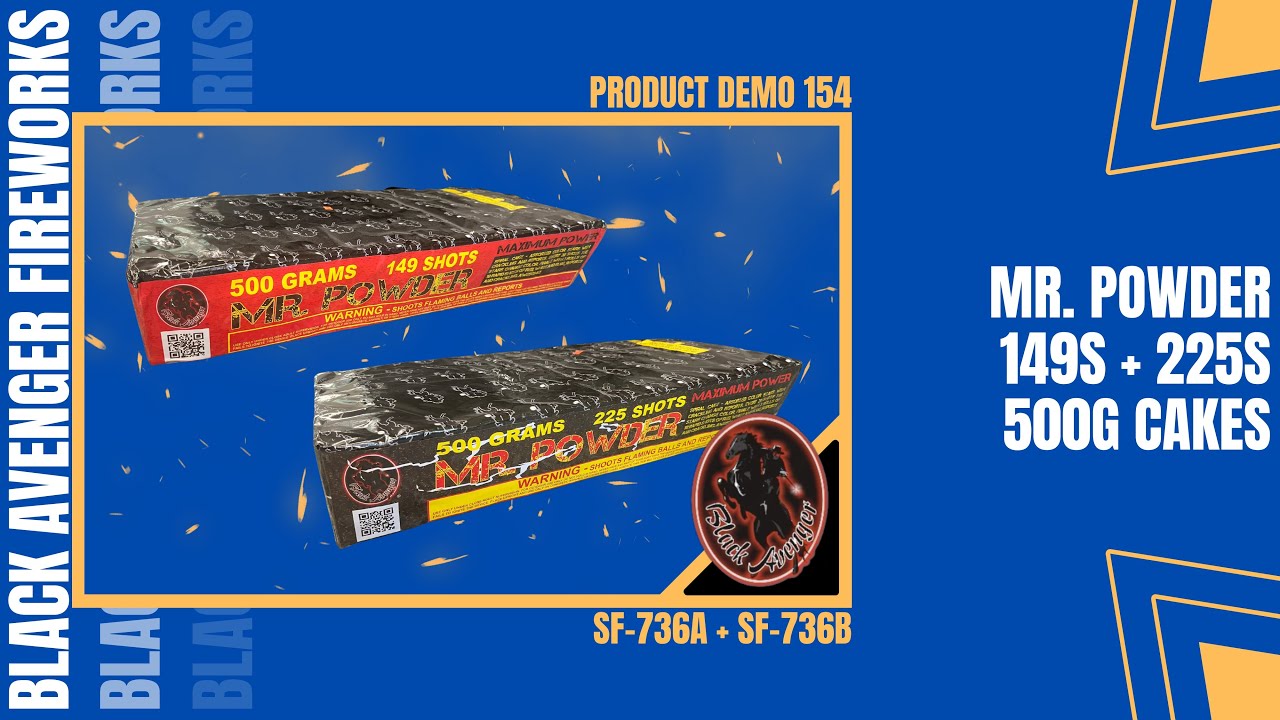 Mr. Powder 149 Shot + 225 Shot 500g Cakes by Black Avenger Fireworks ...