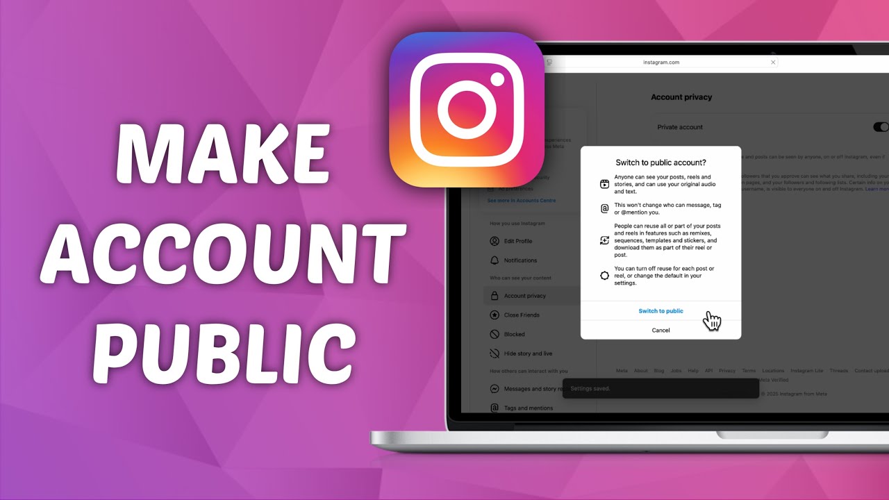 How to Make Instagram Account Public on Laptop or PC - YouTube