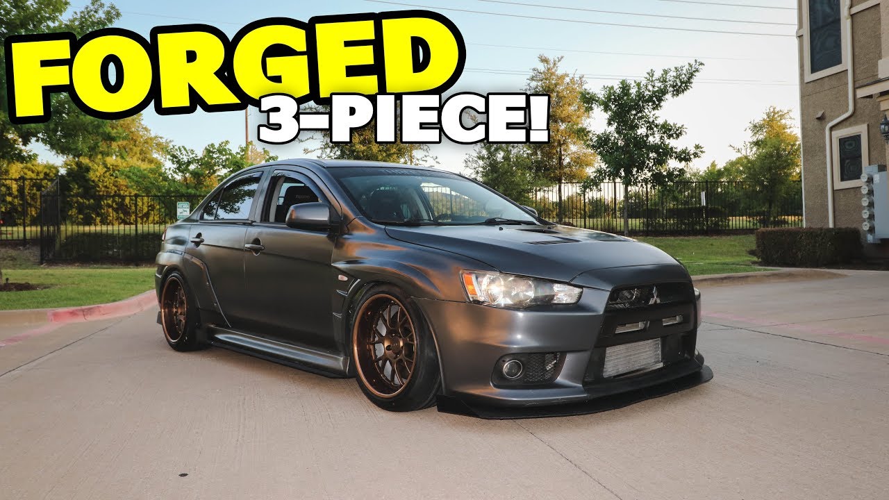 Widebody Evo X gets FORGED 3-PIECE WHEELS! - YouTube